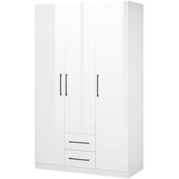 Kleiderschrank OTTO HOME "Sylt Schlafzimmerschrank Garderobe Schrank Bestseller hochglanz", weiß, B:120cm H:200cm T:52cm, FSC-zertifizierter Holzwerkstoff, Schränke, Drehtürenschrank mit perfekter Innenausstattung, Breite 120cm