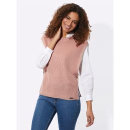 Pullunder Casual Looks "Kapuzen-Pullunder", Damen, Gr. 50, beige (puder), 50% Baumwolle, 50% Polyacryl, unifarben, Pullover Pullunder