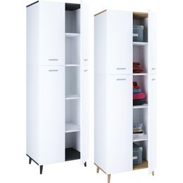 Vcm Holz Kleiderschrank 5 F&auml;cher Ma&szlig;e: H. 240 x B. 70 x T. 39 cm 4 Dreht&uuml;ren Mehrzweckschrank - Landos