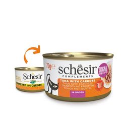 12x70 g Schesir Cat Thunfisch mit Karotten in Br&uuml;he