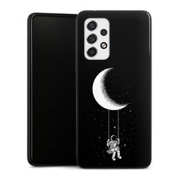 DeinDesign Galaxy A53 5G Handy Silikon H&uuml;lle Case schwarz Handyh&uuml;lle Astronaut Moon Black & White