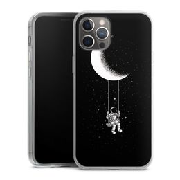 DeinDesign iPhone 12 Pro Max Handy Silikon H&uuml;lle Case transparent Handyh&uuml;lle Moon Astronaut Black & White Silikon Case