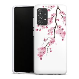 DeinDesign Galaxy A52s 5G Handy Silikon H&uuml;lle Case wei&szlig; Handyh&uuml;lle Aisa Japan Cherry Blossom Silikon Case