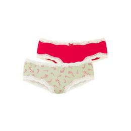 Lascana Panty Damen Gr&ouml;&szlig;e XS/S hellgr&uuml;n / rot / wei&szlig;