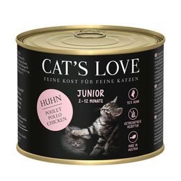 Cat's Love Junior Huhn Pur mit Algenkalk und Distelöl Katzen-Nassfutter getreidefrei 6x200g