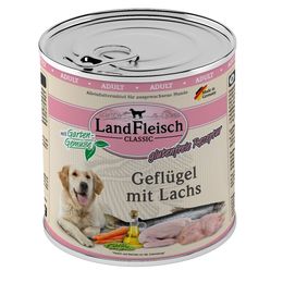 Landfleisch Pur Dog Classic Geflügel mit Lachs Hunde-Nassfutter ohne Gluten, Zucker und Sojaprodukten 6x800g