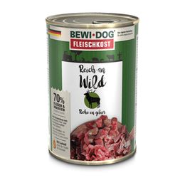 BEWI DOG Fleischkost Reich an Wild Hunde-Nassfutter hoher Fleischanteil 6x400g