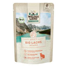 WILDES LAND Bio Lachs PUR mit Lachs&ouml;l Katzen-Nassfutter Bio 12x85 g