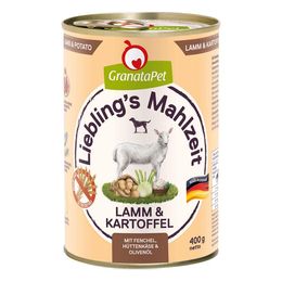 Granatapet Liebling’s Mahlzeit Lamm und Kartoffel Hunde-Nassfutter getreidefrei 6x400g
