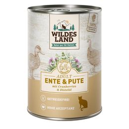 WILDES LAND Ente und Pute mit Cranberries Katzen-Nassfutter getreidefrei 6x400 g