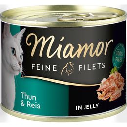 12x185g Miamor Katzen-Nassfutter Feine Filets in Jelly Thunfisch und Reis
