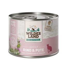 WILDES LAND Rind und Pute mit Cranberries Katzen-Nassfutter getreidefrei 6x200 g