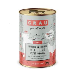 Grau Puppy/Junior Huhn & Rind Hunde-Nassfutter glutenfrei 6x400g