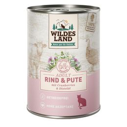 WILDES LAND Rind und Pute mit Cranberries Katzen-Nassfutter getreidefrei 6x400 g