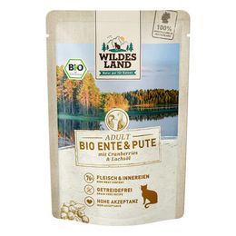 WILDES LAND Bio Ente und Pute mit Cranberries Katzen-Nassfutter getreidefrei 12x85 g