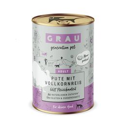 Grau Adult Pute mit Vollkornreis Hunde-Nassfutter getreidefrei 6x400g