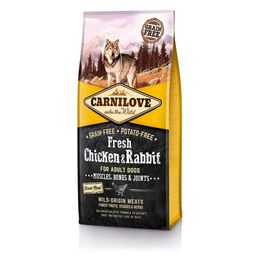 Carnilove Dog Adult Fresh - Chicken & Rabbit Hunde-Trockenfutter getreidefrei & kartoffelfrei 12kg