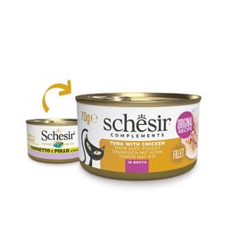 12x70 g Schesir Cat Thunfisch mit Huhn in Br&uuml;he