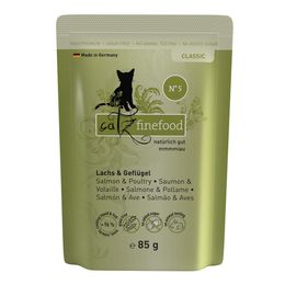 Catz Finefood Classic N° 05 - Lachs & Geflügel Katzen-Nassfutter ohne Zucker- und Getreidezusatz 16x85g