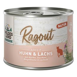 WILDES LAND Ragout Huhn und Lachs mit Kürbis Katzen-Nassfutter getreidefrei 6x180 g