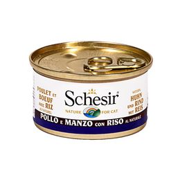 Schesir Natural Huhn & Rind mit Reis Katzen-Nassfutter ohne Farbstoffe 24x85g