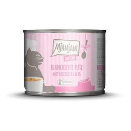 MjAMjAM blanchierte Pute mit Lachs an Soße Katzen-Nassfutter getreidefrei 6x185g