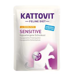 Kattovit Sensitive Huhn + Pute Katzen-Nassfutter hypoallergene Schonkost 24x85g