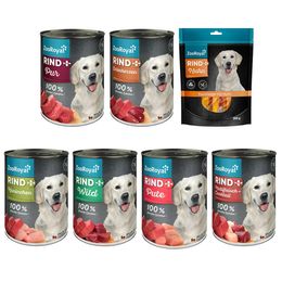 ZooRoyal Rind+ Probierpaket Nassfutter 6x400g + Snack 200g