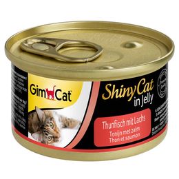 GimCat ShinyCat in Jelly Thunfisch mit Lachs Katzen-Nassfutter glutenfrei 24x70g
