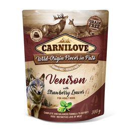 Carnilove Dog Pouch Pat&eacute; - Venison with Strawberry Leaves Hunde-Nassfutter getreidefrei 12x300g