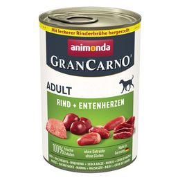 animonda GranCarno Adult Rind und Entenherzen Hunde-Nassfutter getreidefrei 6x400g