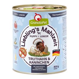 Granatapet Liebling's Mahlzeit Junior Truthahn und Kaninchen Hunde-Nassfutter getreidefrei 6x800g