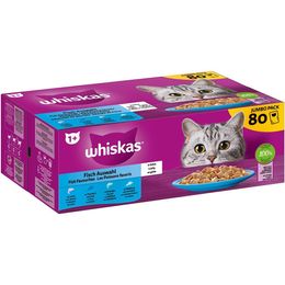 whiskas Pouch Multipack 1 + Fisch in Gelee Katzen-Nassfutter f&uuml;r sterilisierte Katzen 80x85g