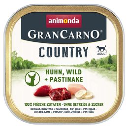 animonda GranCarno Country Huhn, Wild + Pastinake Hunde-Nassfutter ohne Getreide- und Zuckerzusatz 22x150g