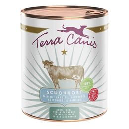 Terra Canis Schonkost Kalb, Karotte, Kartoffel, H&uuml;ttenk&auml;se & Kamille Hunde-Nassfutter fettarm 6x800g