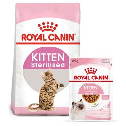 Royal Canin KITTEN Sterilised Katzen-Trockenfutter für kastrierte Kätzchen 3,5kg + Kitten in Soße 12x85g