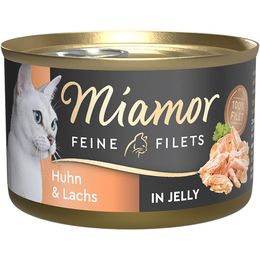 Miamor Feine Filets in Jelly Huhn & Lachs Katzen-Nassfutter ohne Getreide 24x100 g