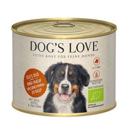 DOG&rsquo;S LOVE Dog's Love Bio Rind mit Reis, Apfel und Zucchini Hunde-Nassfutter Bio 6x200g