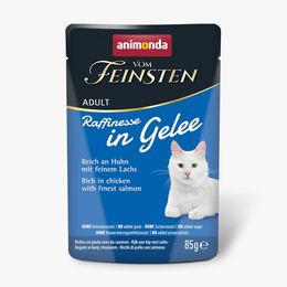 animonda vom Feinsten Raffinesse Gelee Huhn und Lachs Katzen-Nassfutter ohne Soja 24x85g
