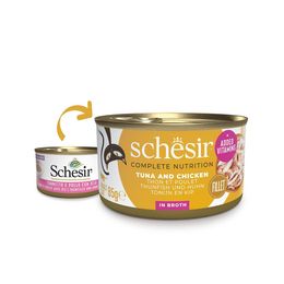 12x85 g Schesir Cat Complete Thunfisch mit Huhn in Br&uuml;he