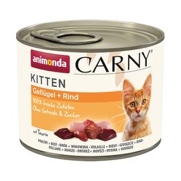 animonda Carny Kitten Gefl&uuml;gel + Rind Katzen-Nassfutter getreidefrei 12x200g