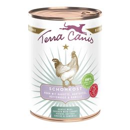 Terra Canis Schonkost Huhn, Karotte, Kartoffel, H&uuml;ttenk&auml;se & Kamille Hunde-Nassfutter fettarm 6x400g