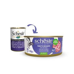8x140 g Schesir Cat Complete Thunfisch mit Rind in Jelly