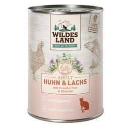 WILDES LAND Huhn und Lachs mit Cranberries Katzen-Nassfutter getreidefrei 6x400g