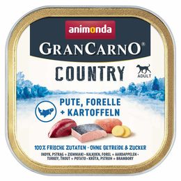animonda GranCarno Country Pute, Forelle + Kartoffel Hunde-Nassfutter ohne Getreide- und Zuckerzusatz 22x150g