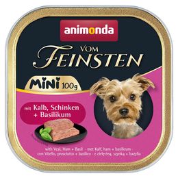 animonda vom Feinsten Mini Kalb, Schinken + Basilikum Hunde-Nassfutter ohne Getreide und Zucker 32x100g