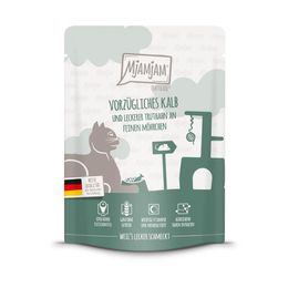 MjAMjAM Quetschie Kalb & Truthahn mit Möhrchen Katzen-Nassfutter getreidefrei 24x300g