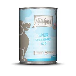 MjAMjAM Junior saftiges H&uuml;hnchen mit Ei Hunde-Nassfutter getreidefrei 6x400g