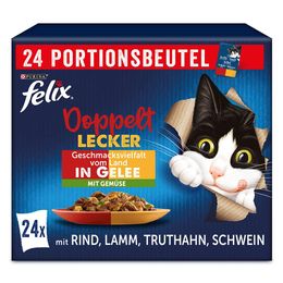 FELIX Doppelt Lecker in Gelee mit Gemüse vom Land Katzen-Nassfutter mit Gemüse 24x85g
