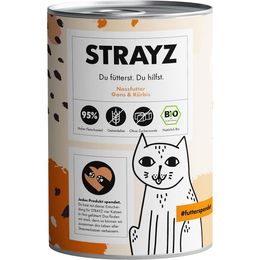 STRAYZ Bio Gans & K&uuml;rbis Katzen-Nassfutter Monoprotein 6x400g